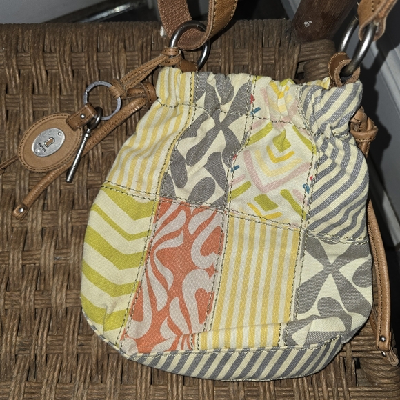 Fossil | Bags | Patchwork Canvas With Leather Fossil Small Hobo ...